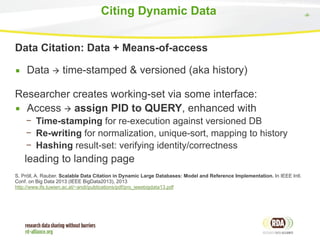 RDA, Data Citation, and PIDs for DataOne | PDF