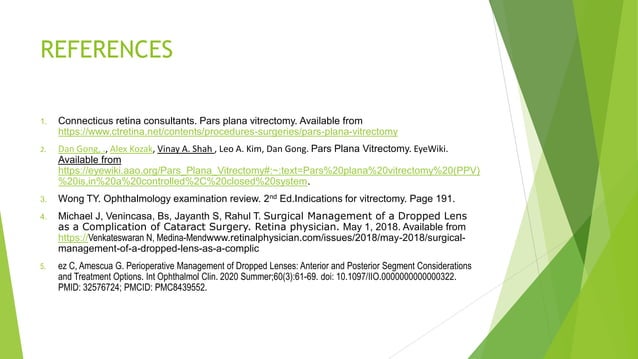 PARS PLANA VITRECTOMY FOR LENS DROP.pptx | Eye and Vision Conditions | Diseases and Conditions