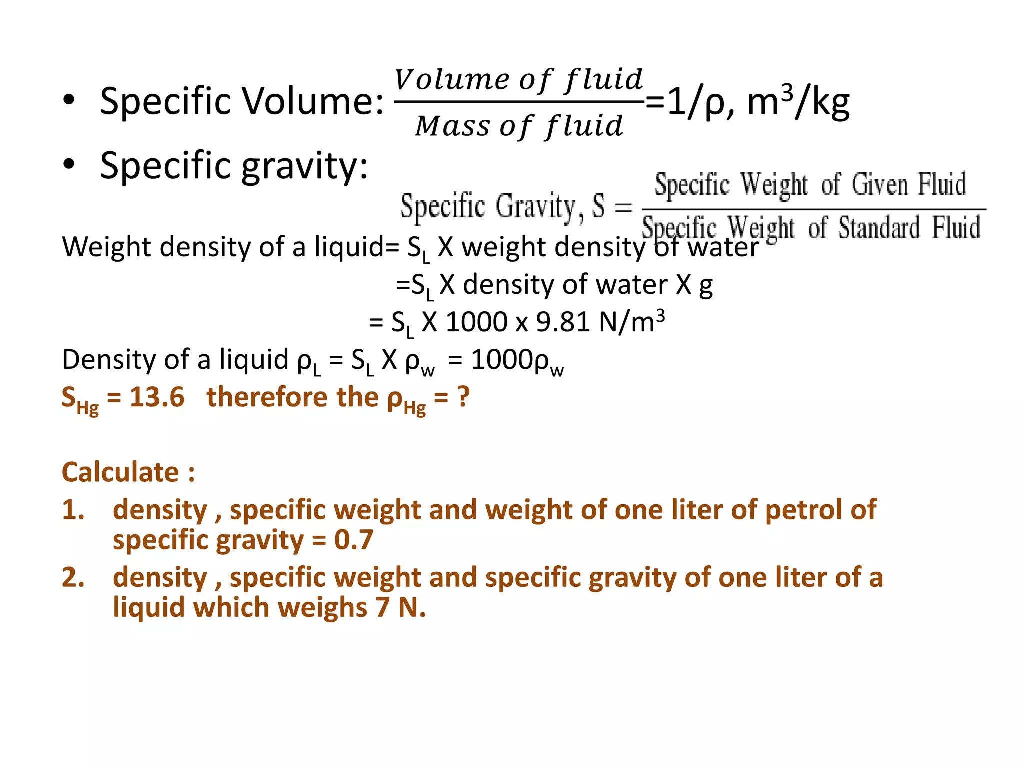 Fluid Mechanics : Properties of fluid: numerical : part 1 | PPTX