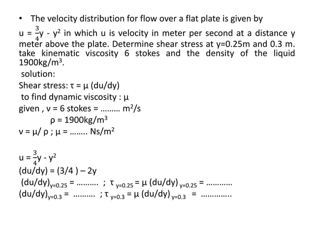 Fluid Mechanics : Properties of fluid: numerical : part 1 | PPTX