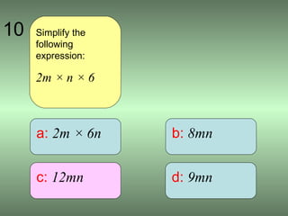 Part 1 Revision Simplifying Algebraic expression | PPT