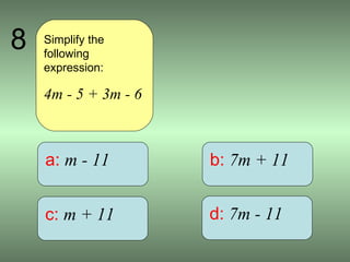 Part 1 Revision Simplifying Algebraic expression | PPT