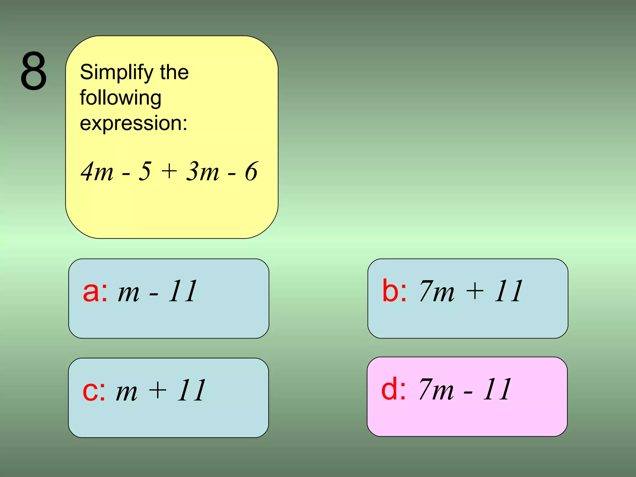 Part 1 Algebra Simplify | PPT