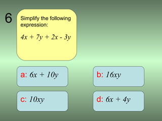 Part 1 Algebra Simplify | PPT