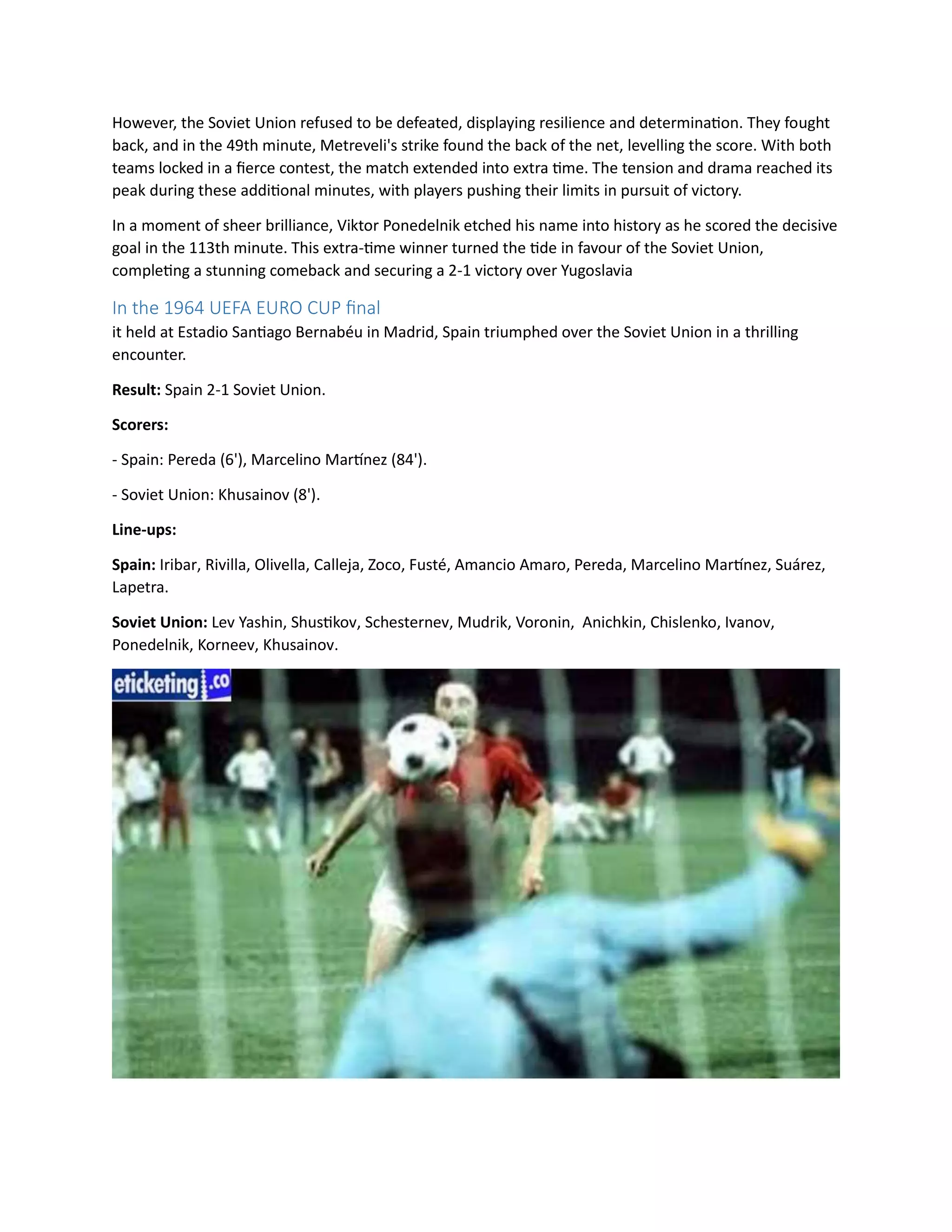 Part-1, 1960-1976, EURO CUP finals, - scores, venues, line-ups, and ...