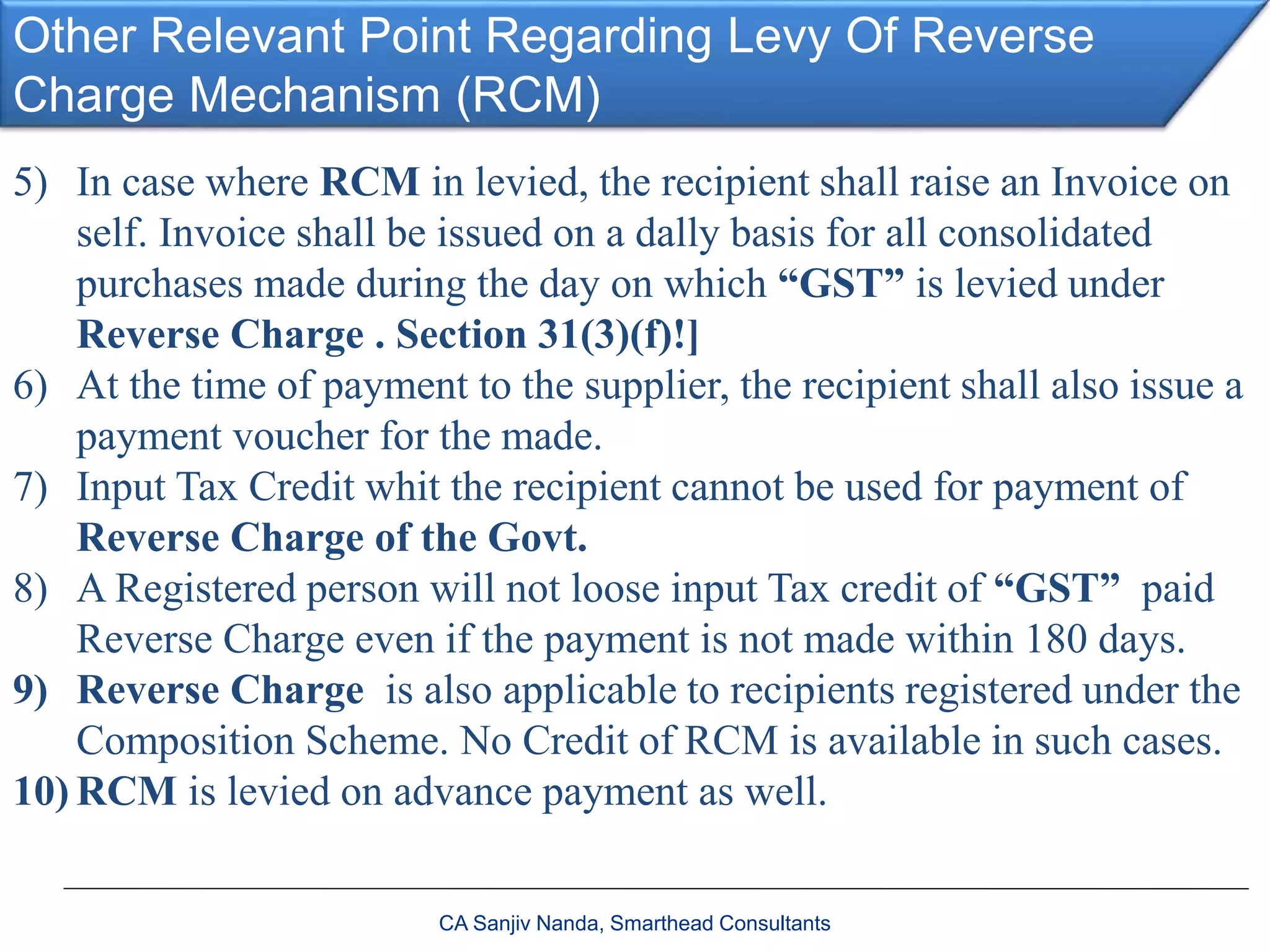 Part 16- GST Reverse Charge | PPTX | Commodities | Economy