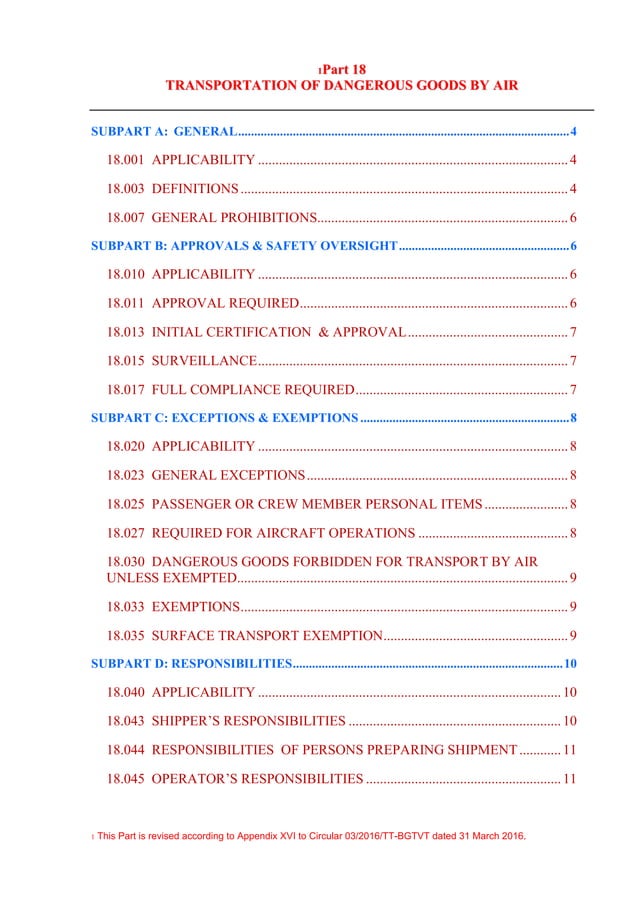 Part 18-Transportation of DANGEROUS GOODS By Air | PDF | Air Travel ...