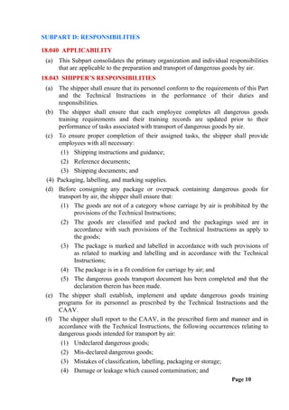 Part 18-Transportation of DANGEROUS GOODS By Air | PDF
