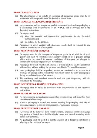 Part 18-Transportation of DANGEROUS GOODS By Air | PDF