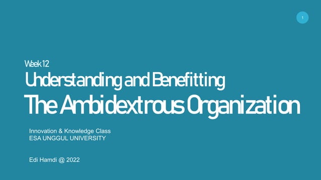 (Part-1) Ambidexterious Organization - Week 12.pptx