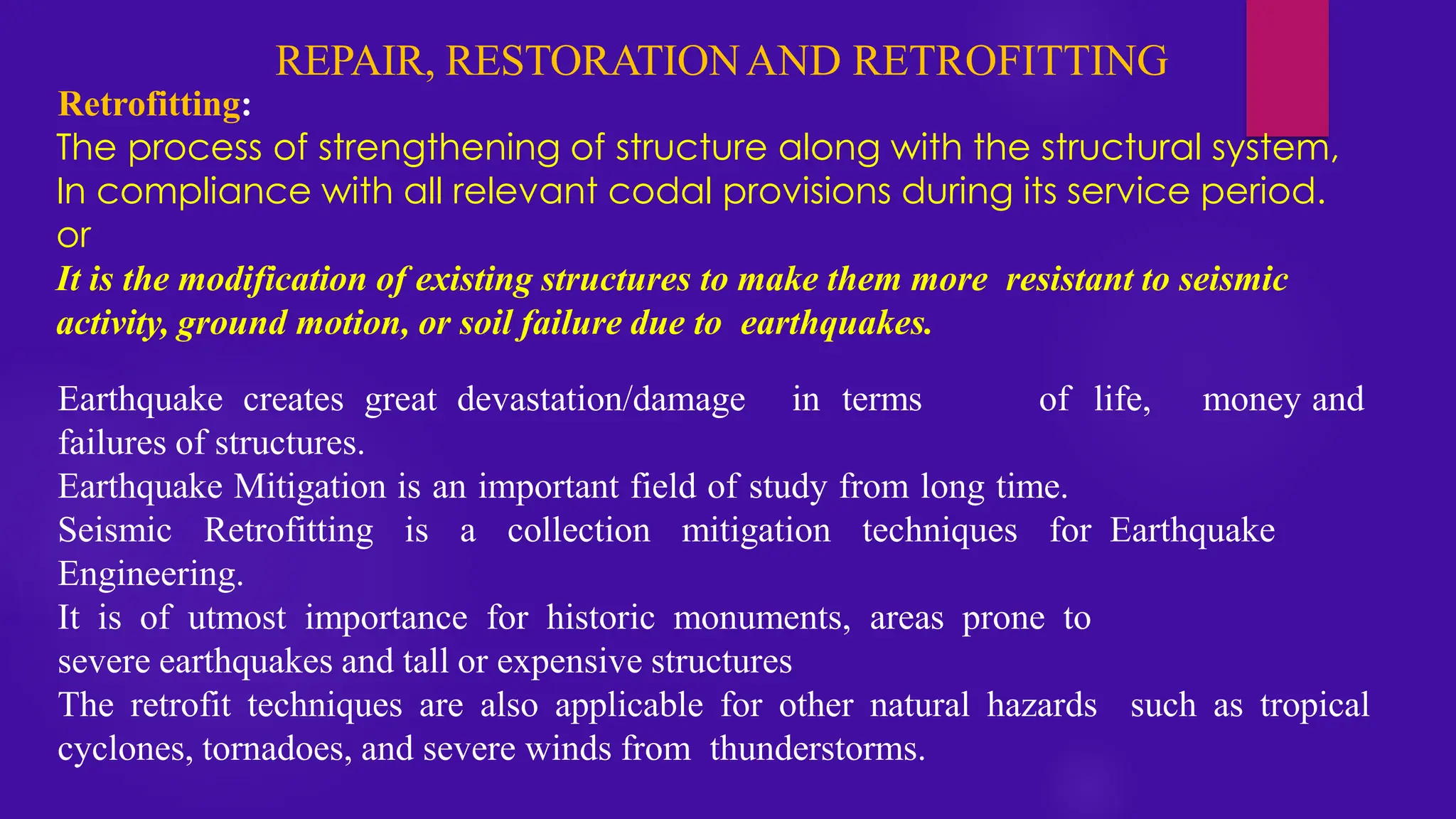 Retrofitting rehabilitation and repair of structure | PDF