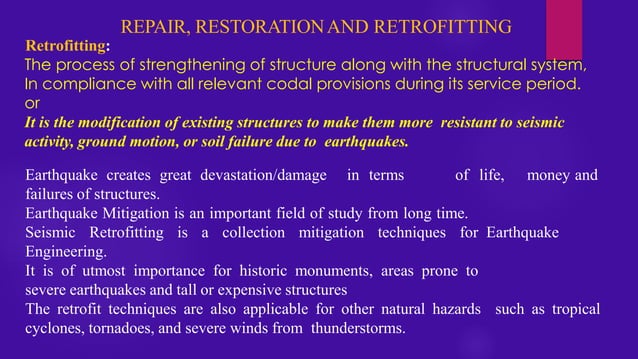 Retrofitting rehabilitation and repair of structure | PDF | Civil ...
