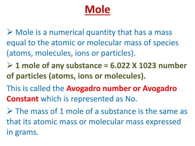 MOLECULAR MASS AND MOLE CONCEPT | PPTX