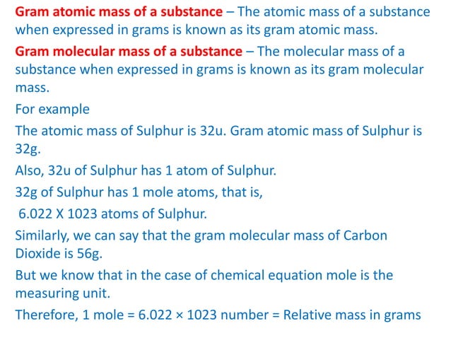MOLECULAR MASS AND MOLE CONCEPT | PPTX