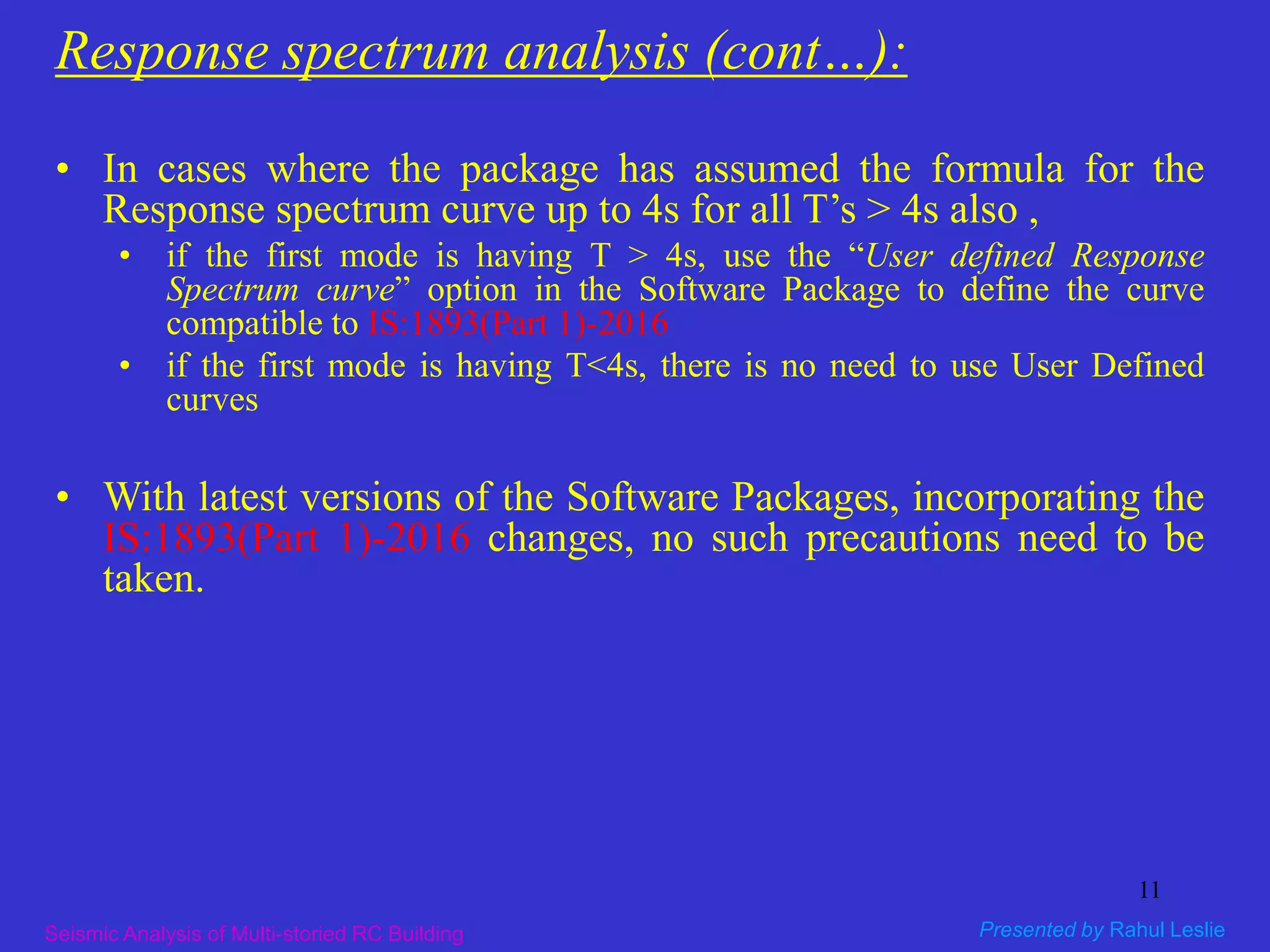 Part-II: Seismic Analysis/Design of Multi-storied RC Buildings using ...