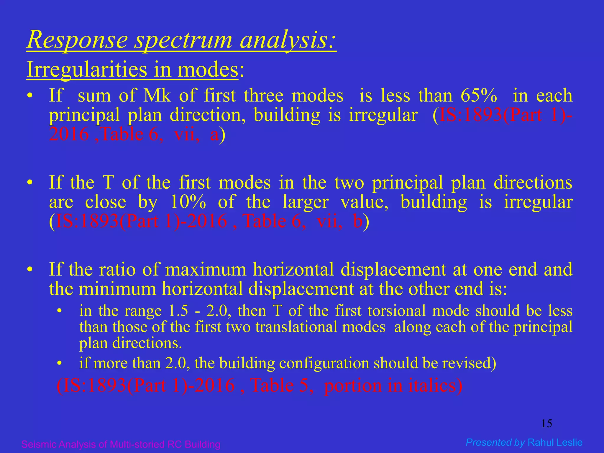Part-II: Seismic Analysis/Design of Multi-storied RC Buildings using ...