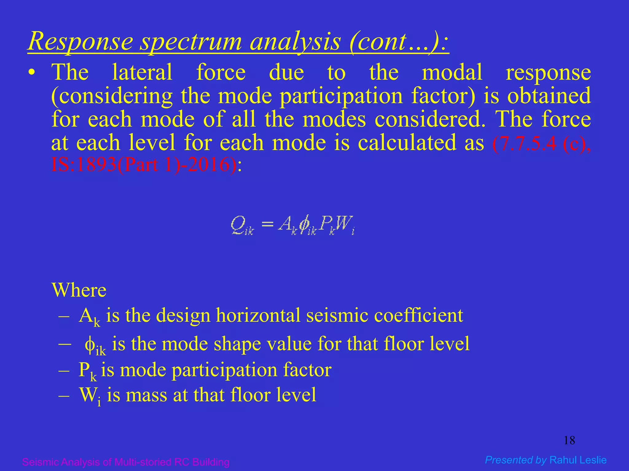 Part-II: Seismic Analysis/Design of Multi-storied RC Buildings using ...