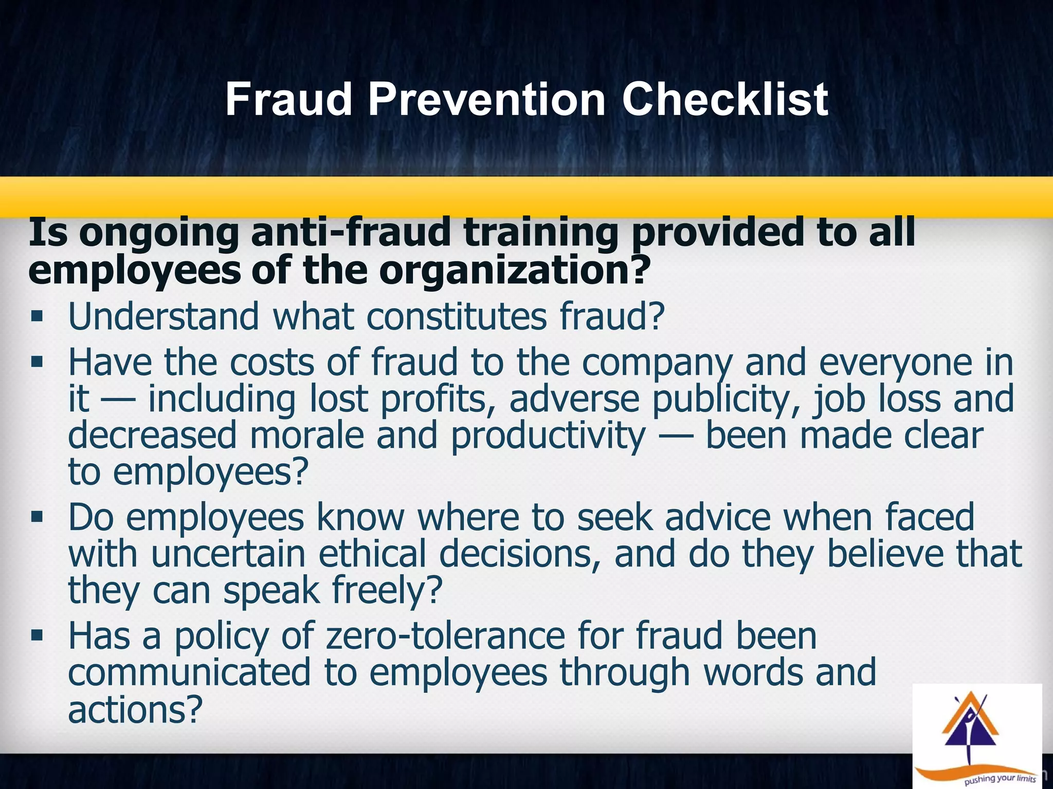 Fraud Risk Assessment Detection And Prevention Part 2 Ppt