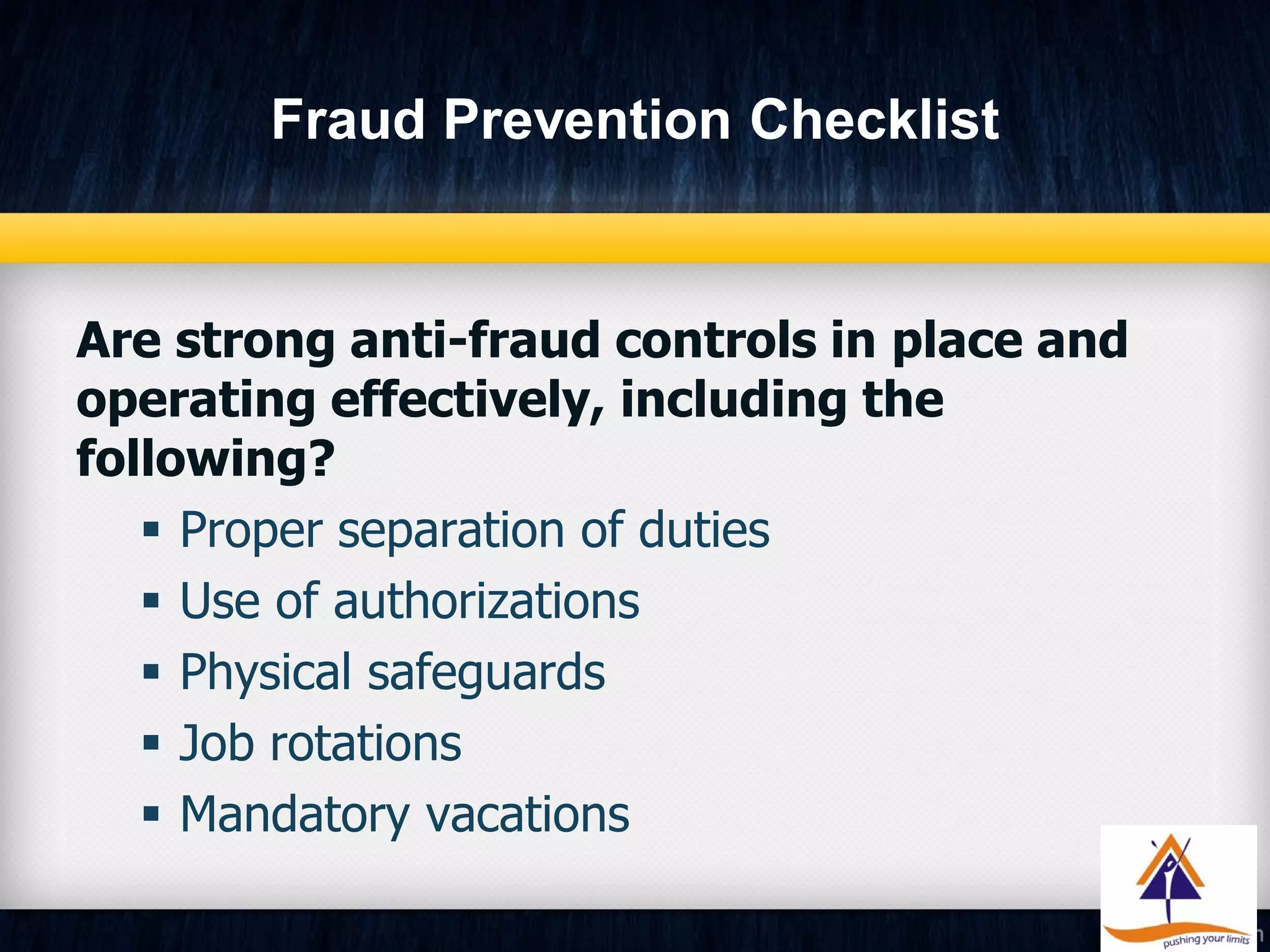 Fraud Risk Assessment Detection And Prevention Part 2 Ppt