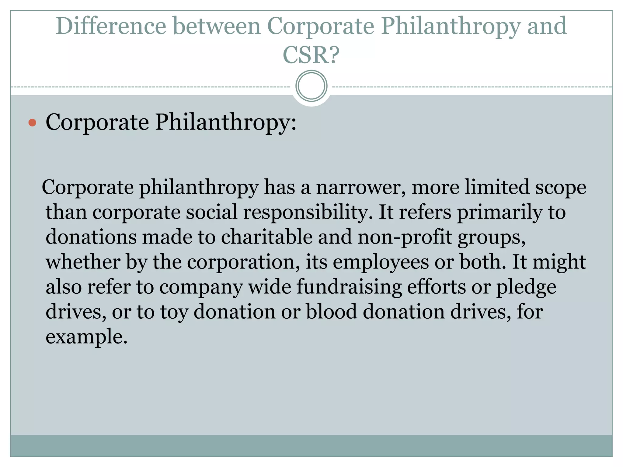 Difference between CSR and Corporate Philanthropy | PPTX
