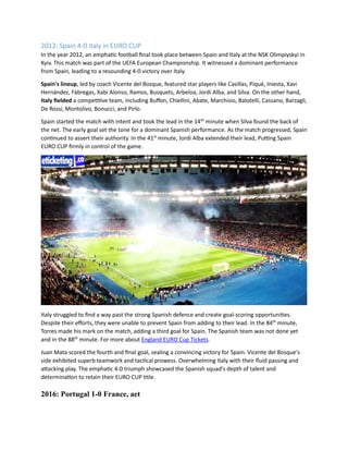 Part-4, 2008-2020, EURO CUP finals, - scores, venues, line-ups, and ...