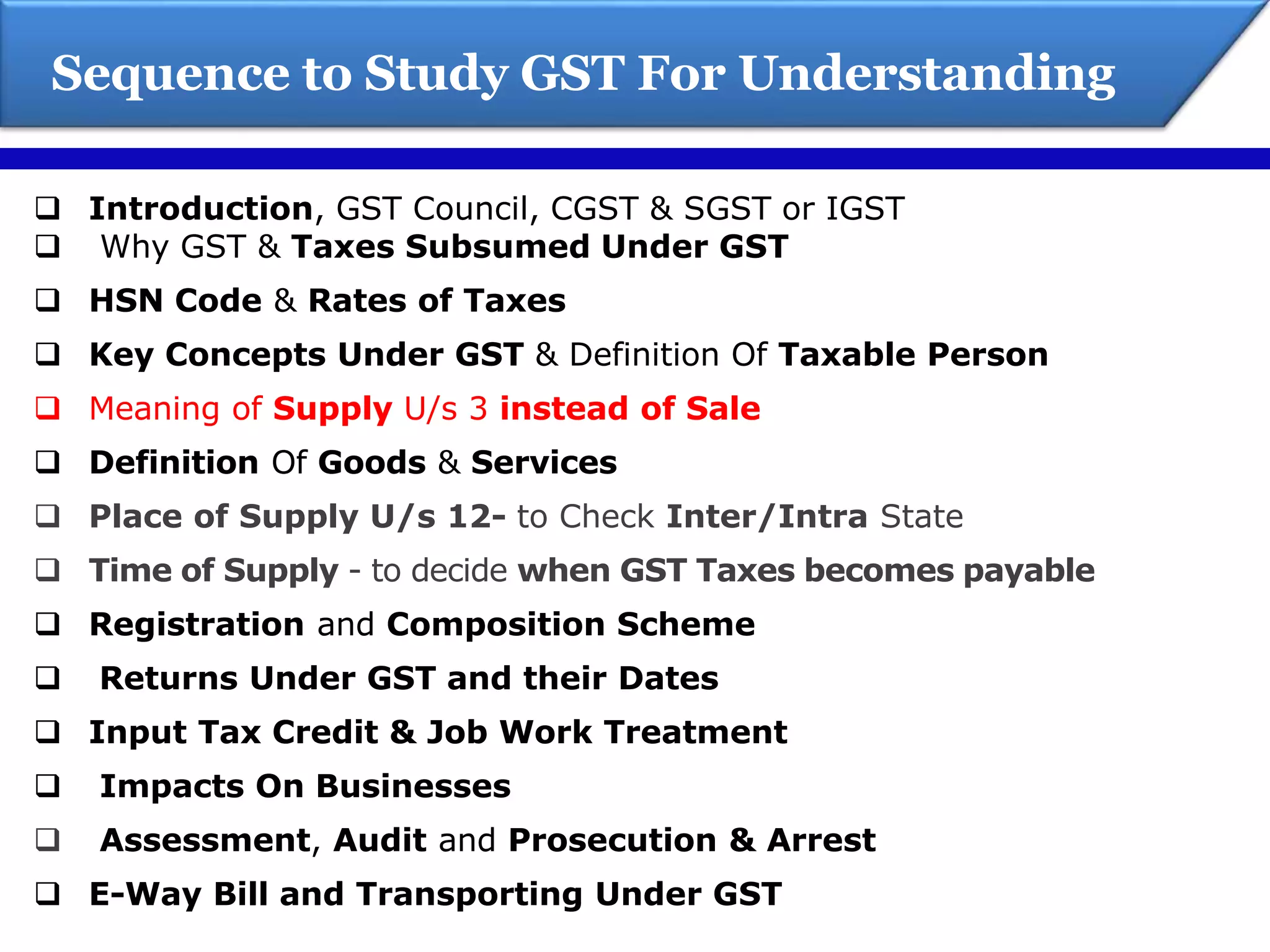 Part 5-GST - Definition of Supply | PPT
