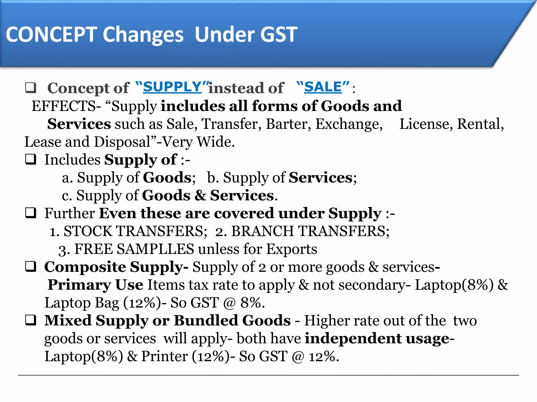 Part 5-GST - Definition of Supply | PPT
