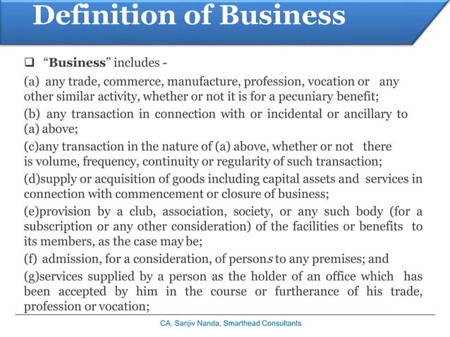 Part 6- GST - Definition of Goods & Service & AMP, Service | PPT | Free ...