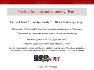 Machine Learning in Chemistry: Part I | PDF
