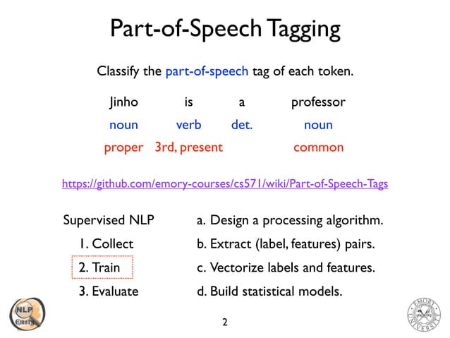 CS571:: Part of-Speech Tagging | PDF