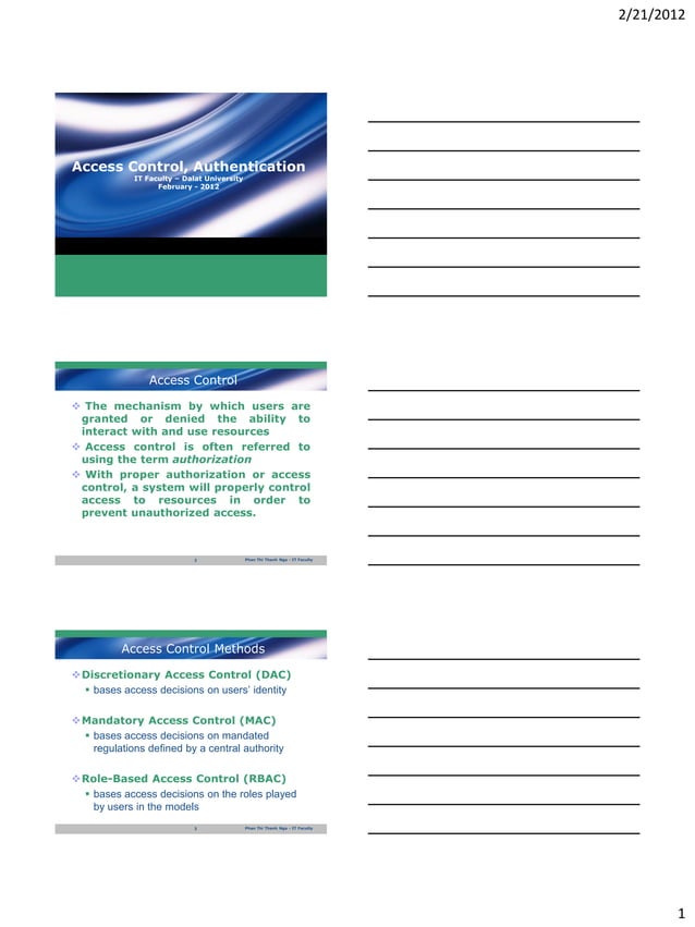 Part02 access control authentication | PDF