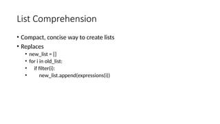 Python Introduction controll structures and conprehansion | PPT