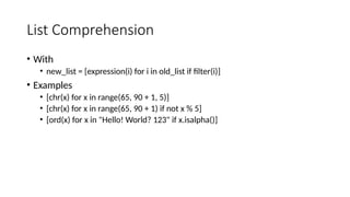 Python Introduction controll structures and conprehansion | PPTX