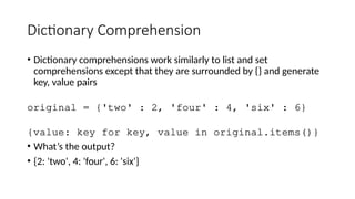 Python Introduction controll structures and conprehansion | PPT