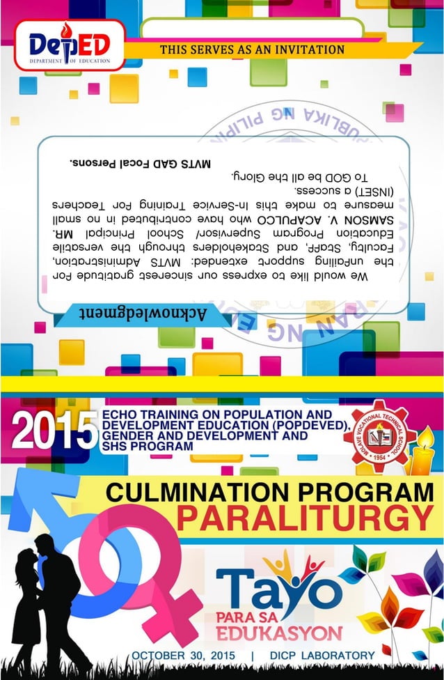 MVTS INSET Culmination Programme 2015 | PDF | Professional School | Postgraduate Education