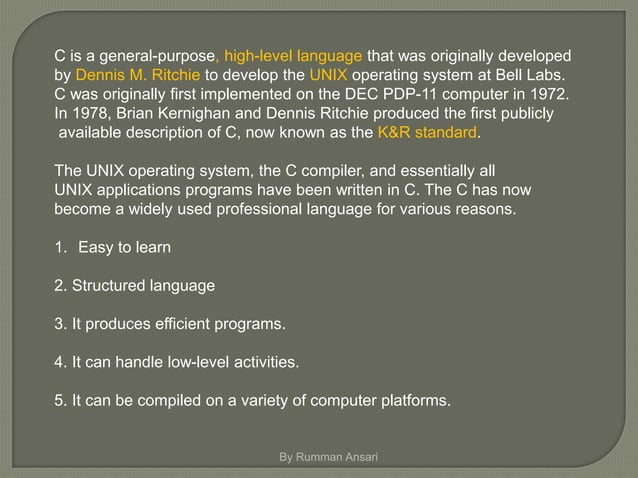 C Programming Language Step by Step Part 1 | PPT