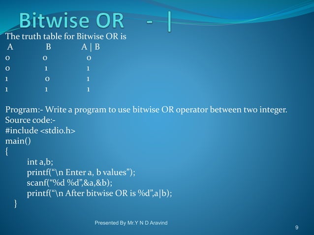 Bitwise Operators In C Ppt Programming Languages Computing