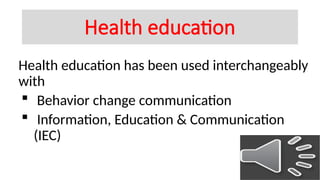 part 1: Introduction to health education | PPTX