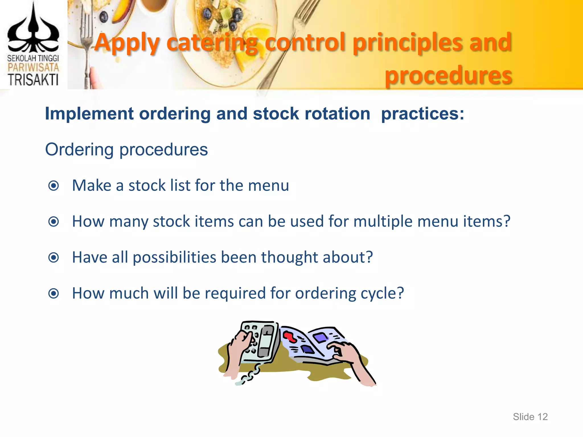 Part 1 catering control principles and procedures | PPTX