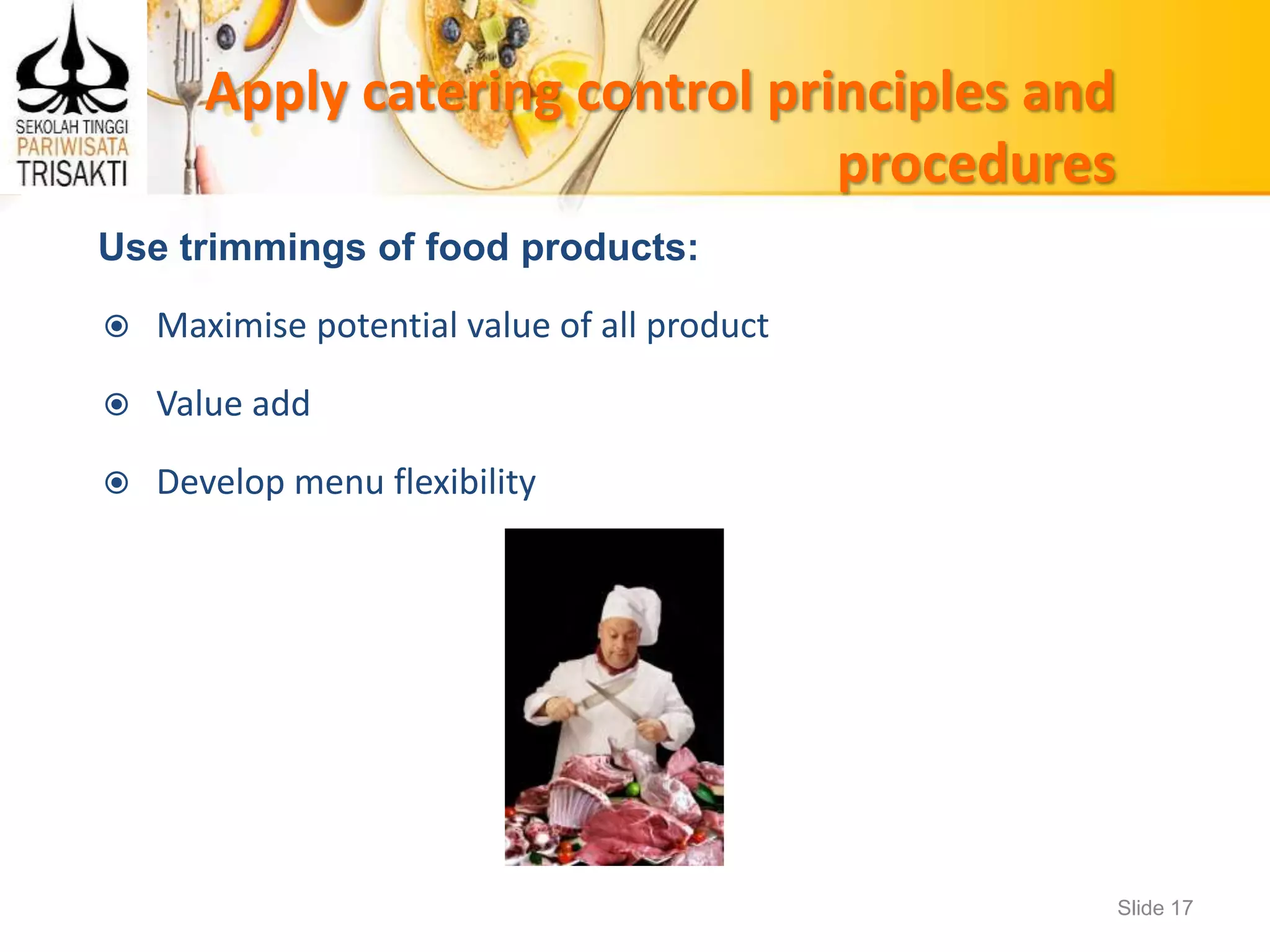 Part 1 catering control principles and procedures | PPTX