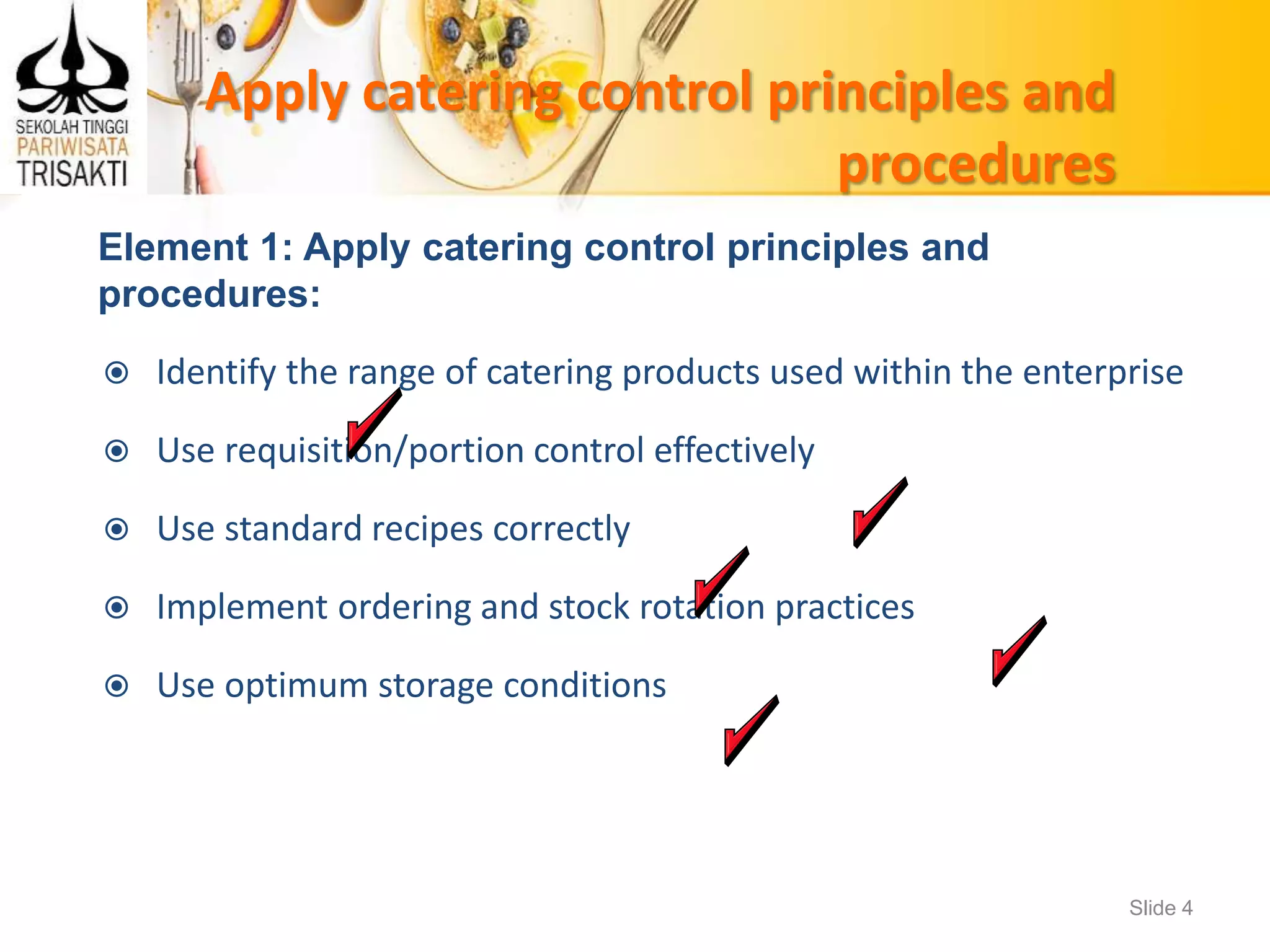 Part 1 catering control principles and procedures | PPTX