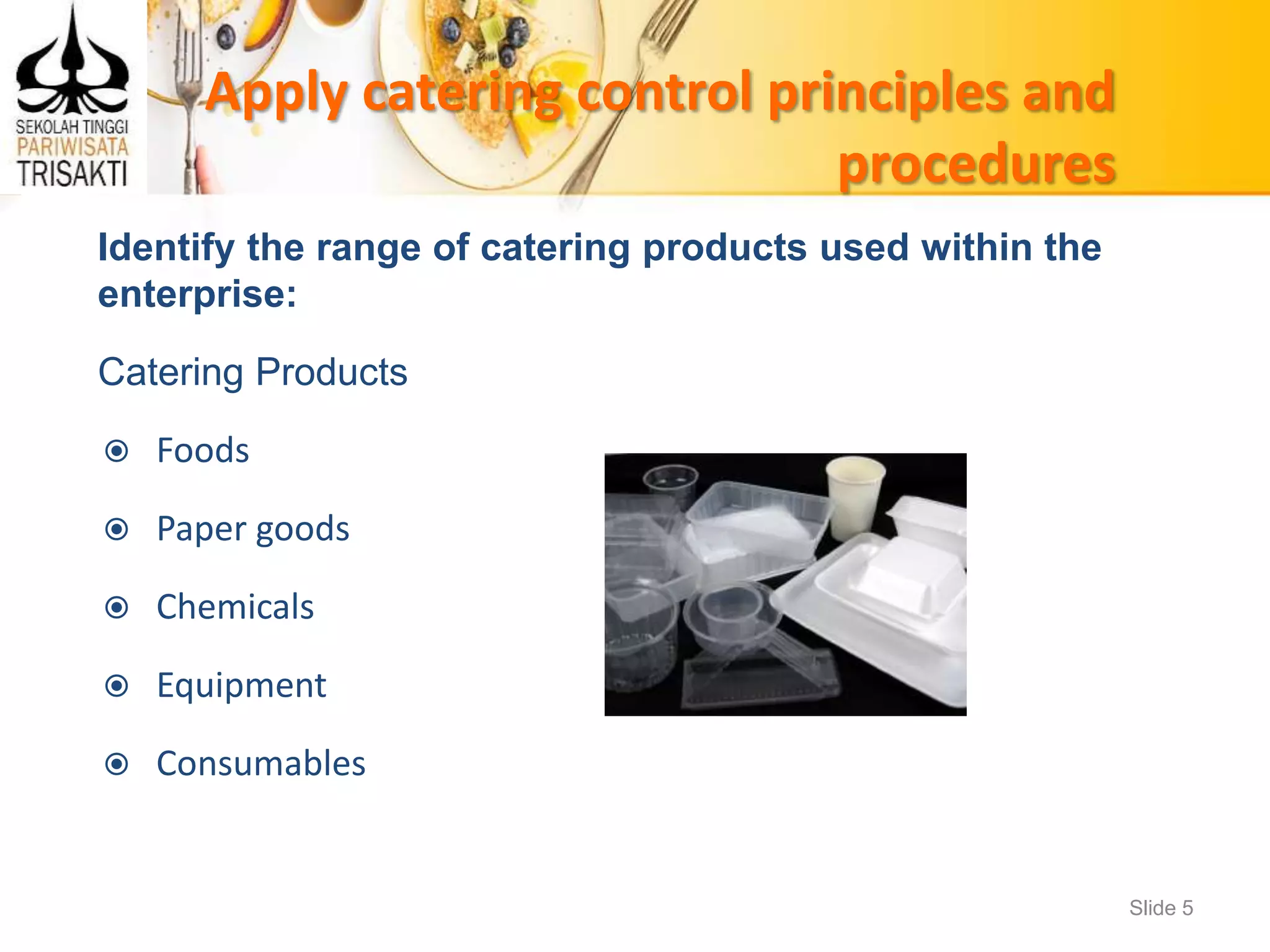 Part 1 catering control principles and procedures | PPTX