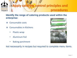 Part 1 catering control principles and procedures | PPTX