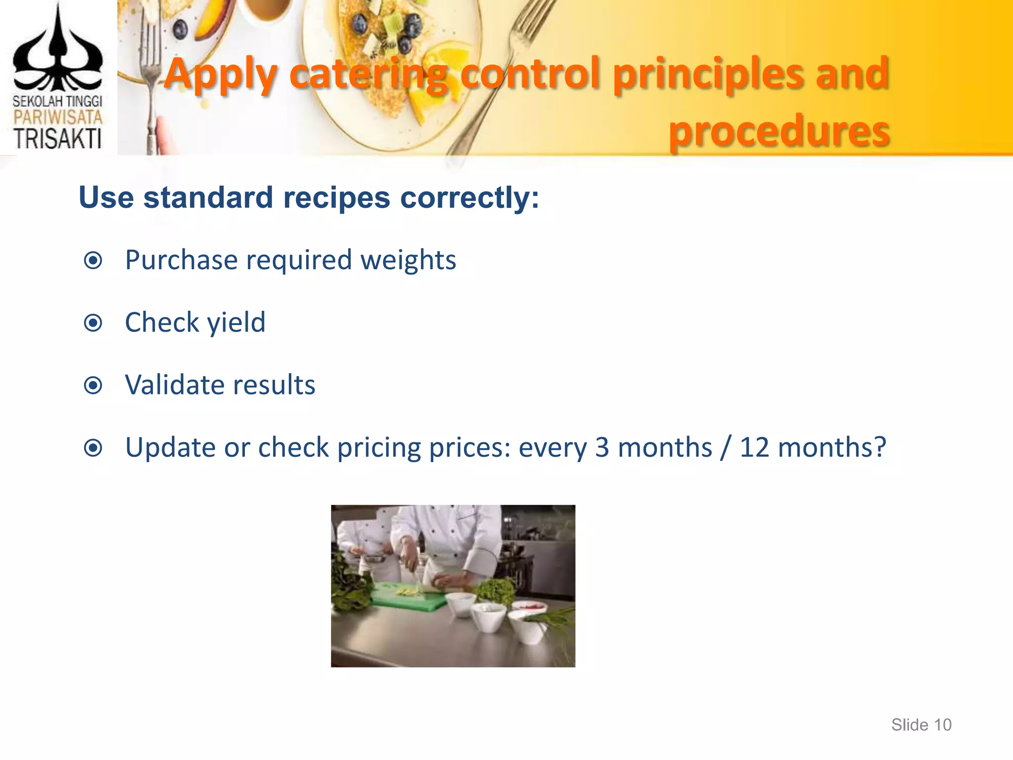 Part 1 catering control principles and procedures | PPT