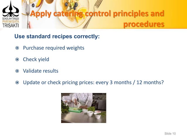 Part 1 catering control principles and procedures | PPT
