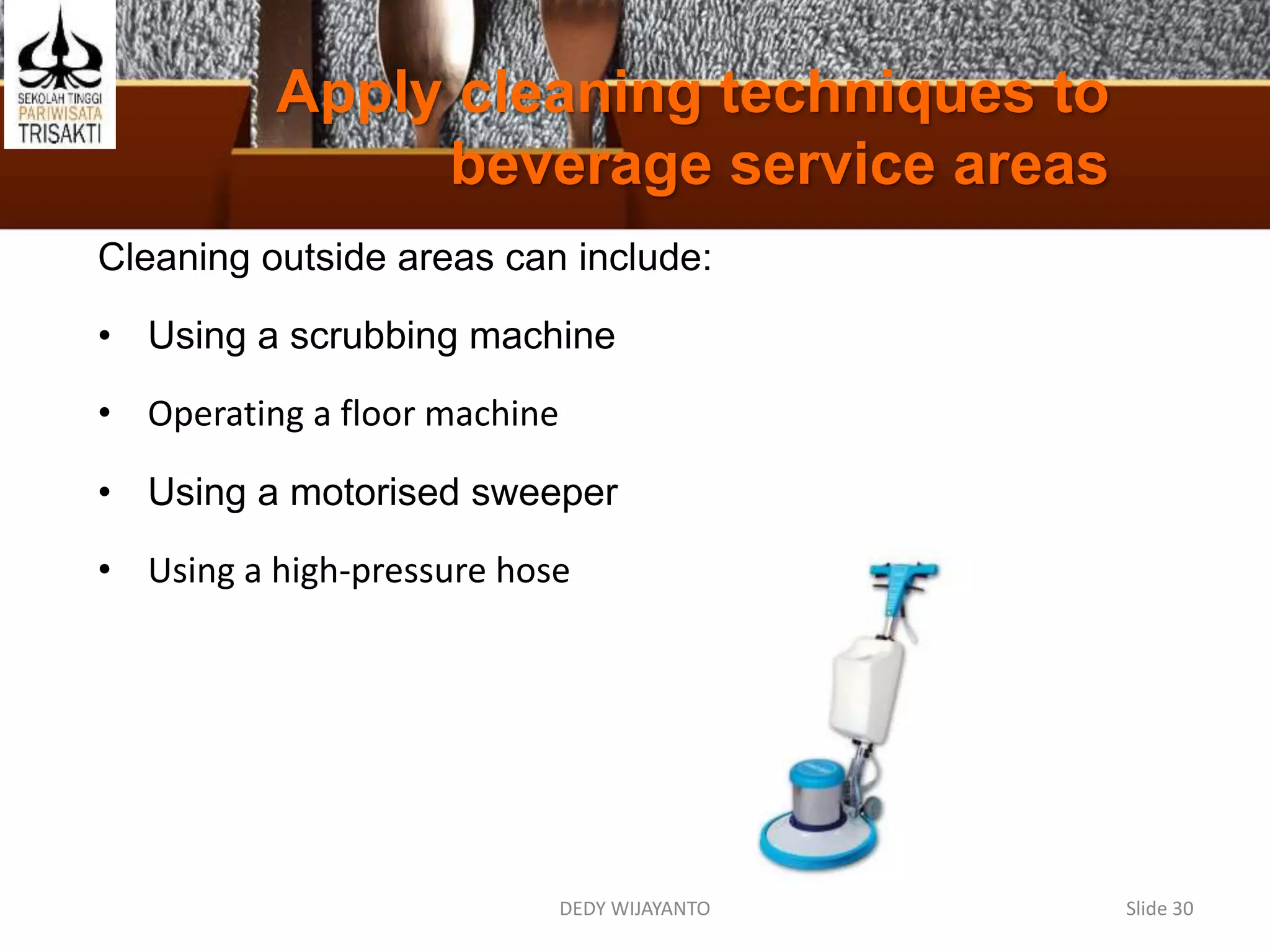 Part 1 clean and tidy food & bev service area | PPTX