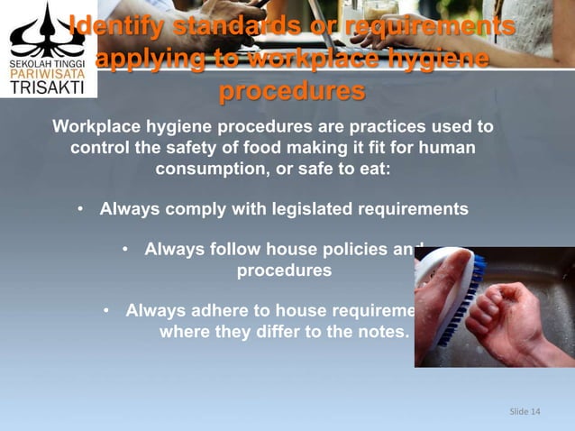 Part 1 comply with workplace hygiene procedures | PPTX