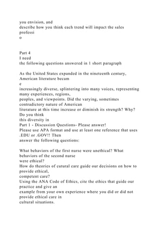 Part 1 - Discussion Questions- Please answer! Please use APA format .docx