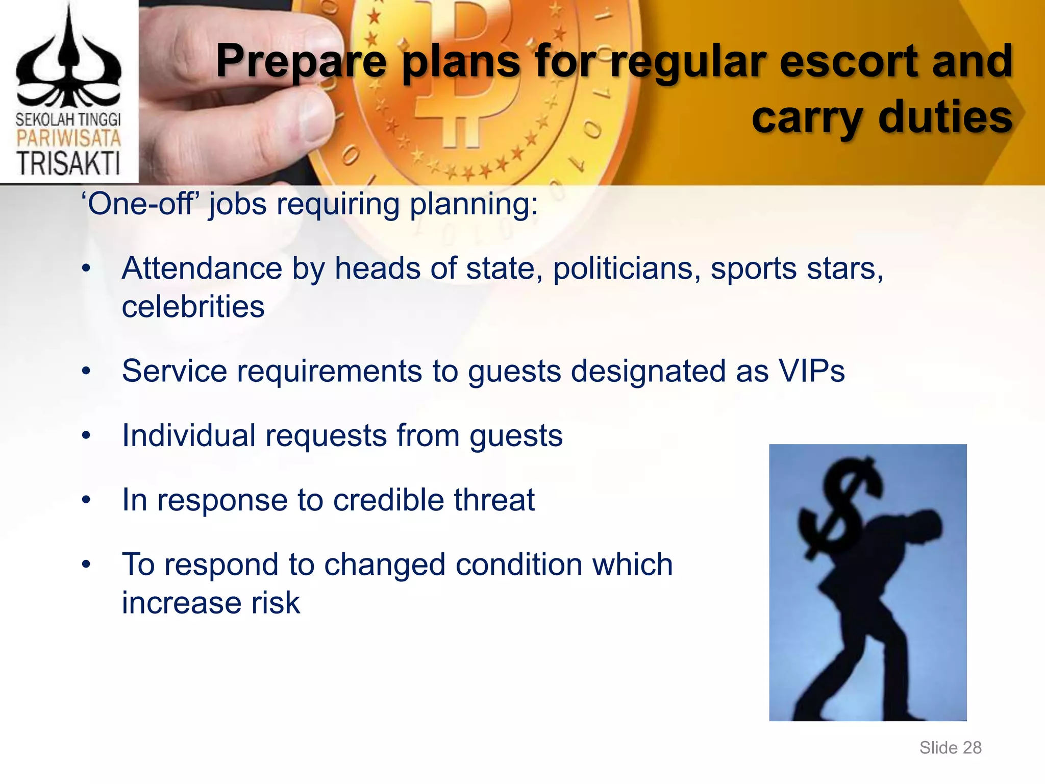 Part 1 escort, carry and store valuable items | PPTX