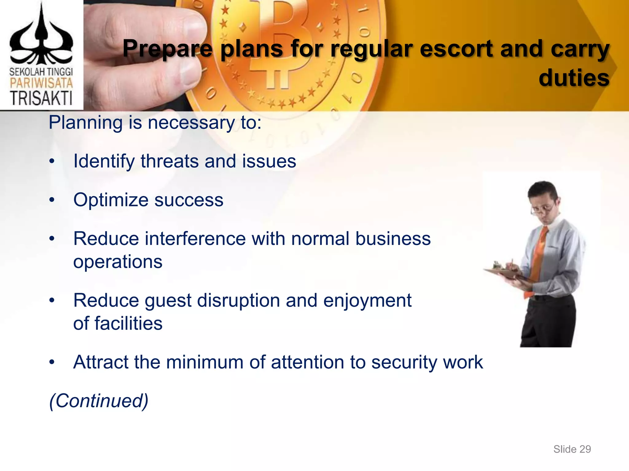 Part 1 escort, carry and store valuable items | PPTX